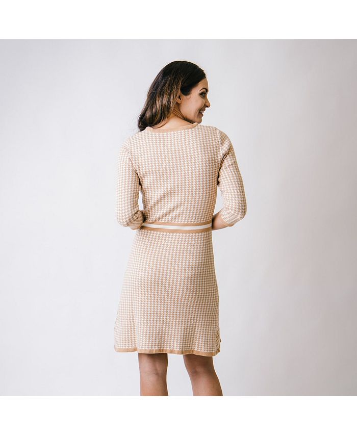 Hope & Henry Women's Organic Cotton 3/4 Sleeve Fit and Flare Sweater ...