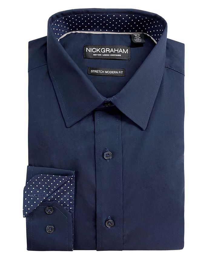 Nick Graham Men's Modern Fit Stretch Solid Dress Shirt - Macy's