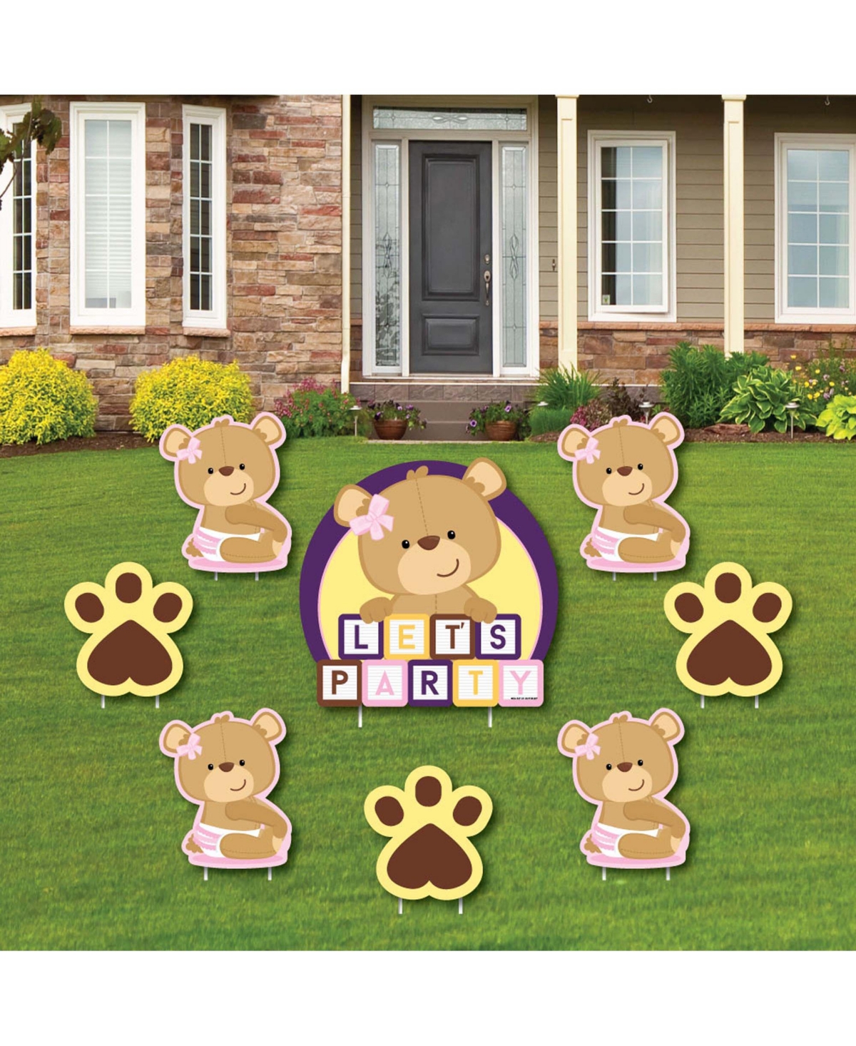 Big Dot Of Happiness Baby Girl Teddy Bear - Outdoor Lawn Decor - Baby ...