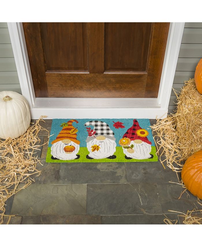 Evergreen Fall Gnome Trio Coir Mat - Macy's