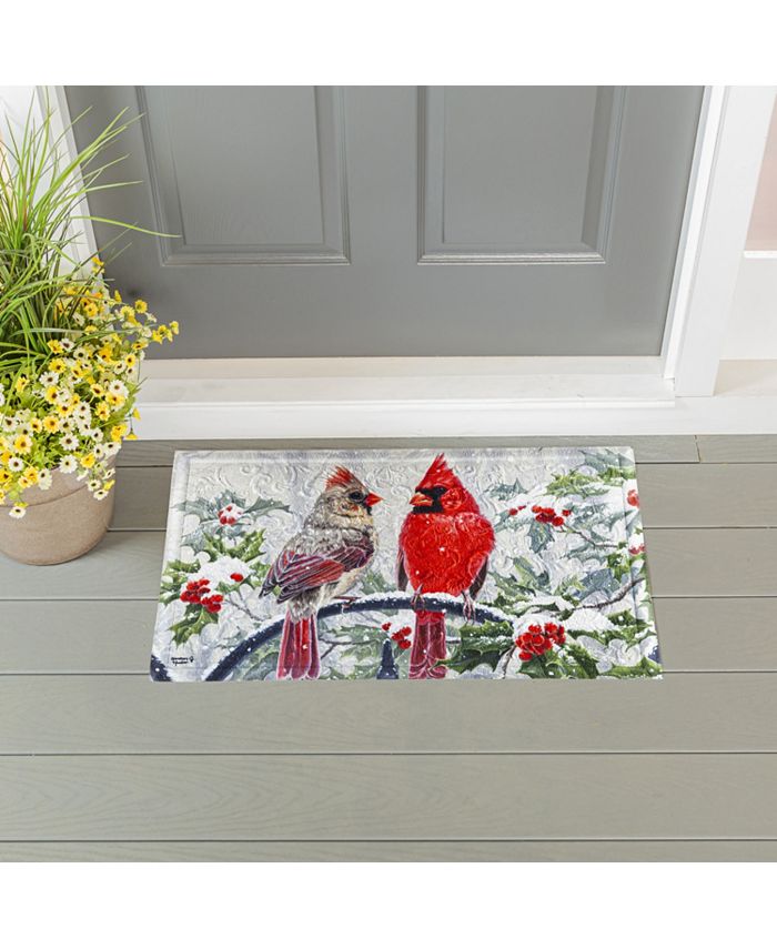 Evergreen Winter Peace Embossed Indoor Outdoor Doormat 1'6"x2'6" Red ...