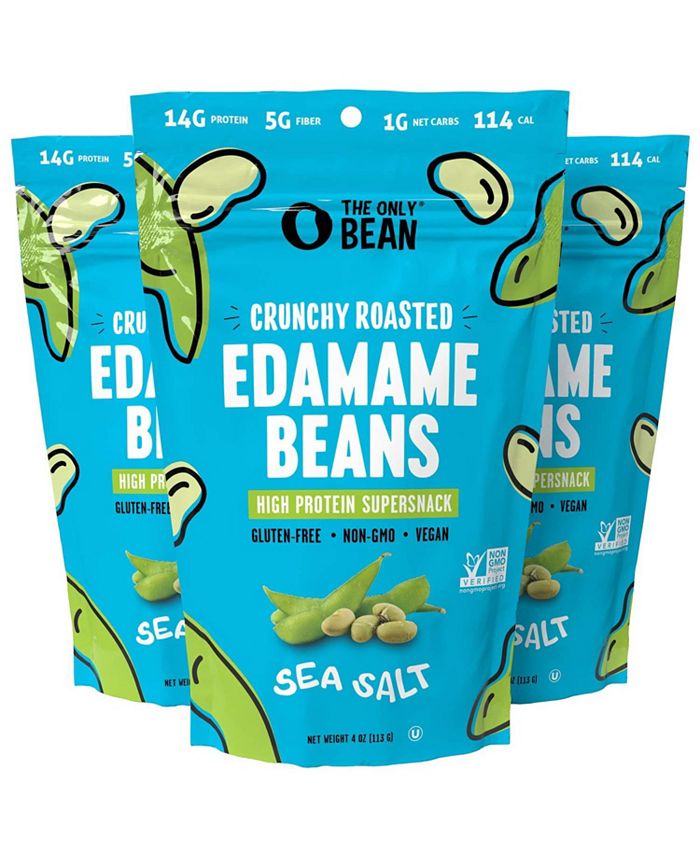 The Only Bean Crunchy Roasted Edamame (Sea Salt) - Healthy Snacks, High ...