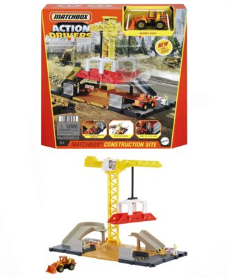 Matchbox Action Drivers Construction Playset with Moving Crane Cars ...