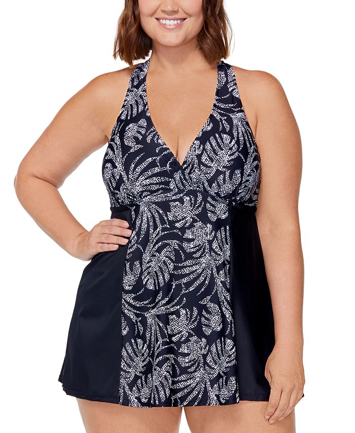 Island Escape Plus Size Underwire H-Back Swimdress, Created for Macy's ...