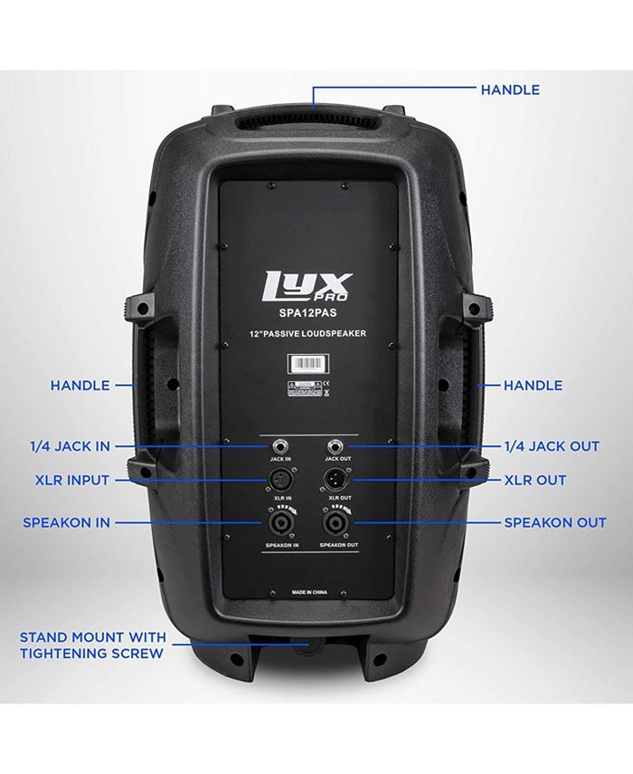 Lyxpro 12" Passive DJ Portable PA Speaker, Compact PA Speaker System ...