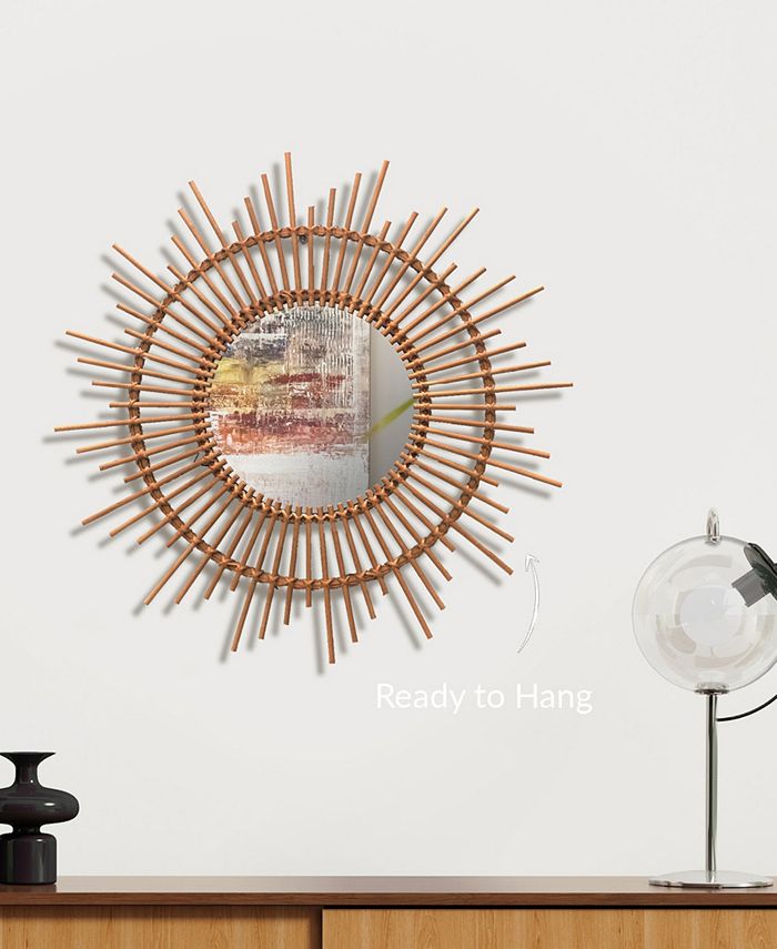 Mirrorize Round Rattan Boho Decorative Wall Mirror, 28" D - Macy's