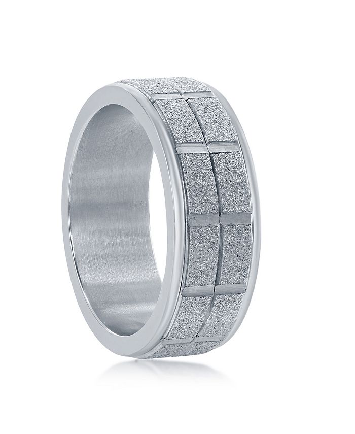 Blackjack Mens Stainless Steel Sand Blasted Ring - Macy's