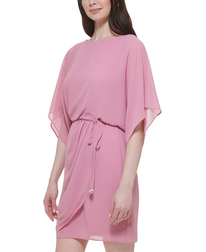 Jessica Howard Petite 3/4-Sleeve Blouson Side-Tie Dress - Macy's