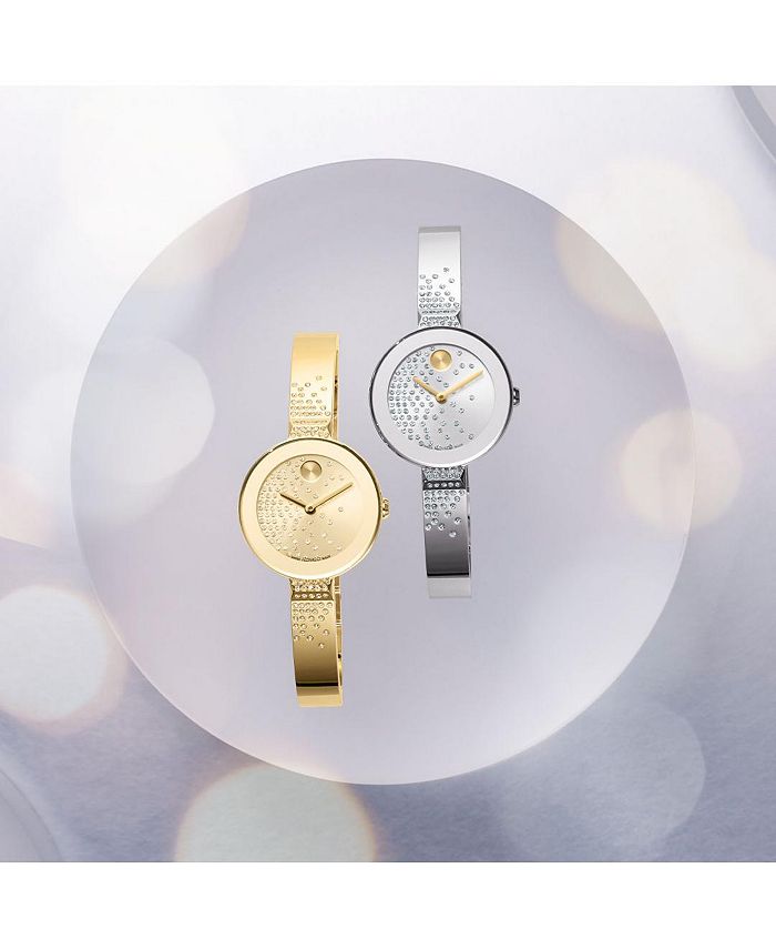 Movado Women's Bold Bangles Swiss Quartz Silver-Tone Stainless Steel ...