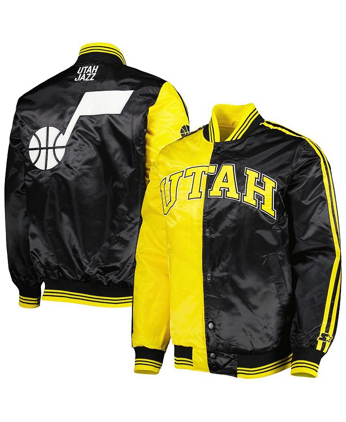 Starter Men's Gold, Black Utah Jazz Fast Break Satin Full-Snap Jacket ...