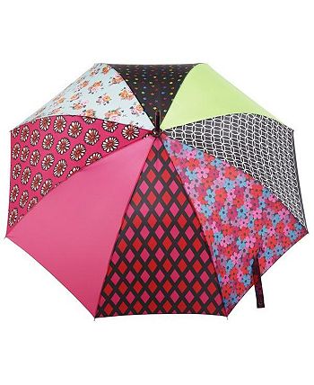 Totes Patchwork Auto Open Stick Umbrella - Macy's