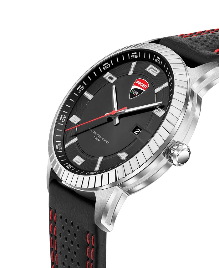 Ducati Corse Men's Podio Collection Timepiece Black Genuine Leather ...
