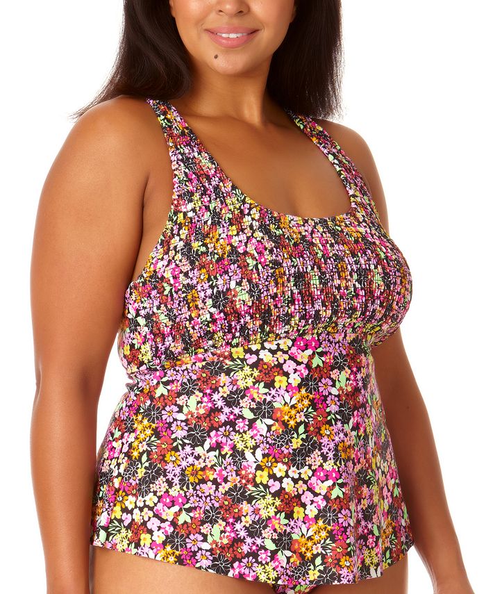Salt + Cove Juniors' Plus Size Fly Away Floral-Print Tankini Top ...