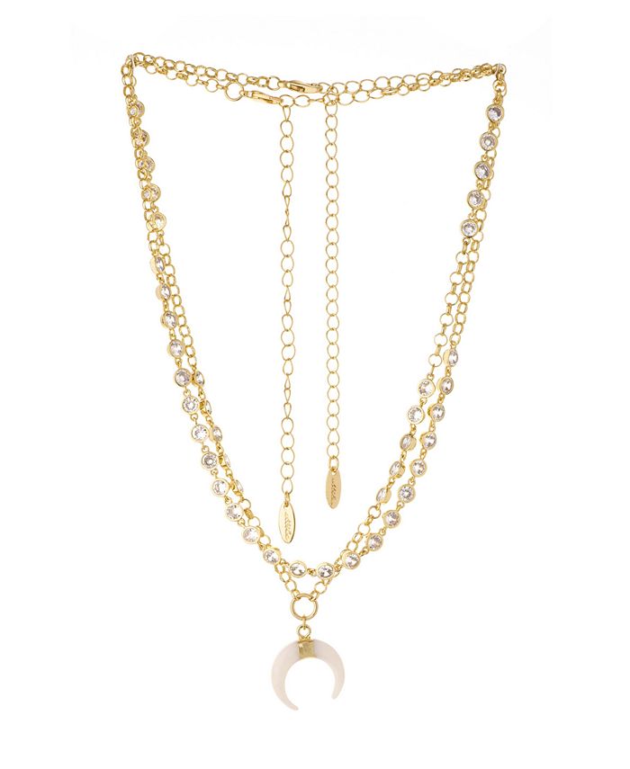 ETTIKA Crystal Dotted Horn Necklace in 18K Gold Plating Set, 2 Piece ...
