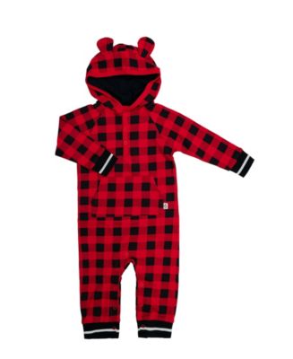 Snugabye Baby Boys Buffalo Plaid Hooded Jumpsuit - Macy's