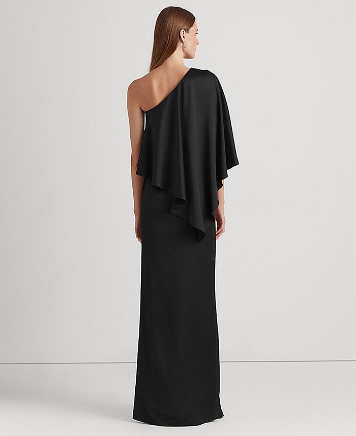 Lauren Ralph Lauren Women's Satin One-Shoulder Cape Gown - Macy's