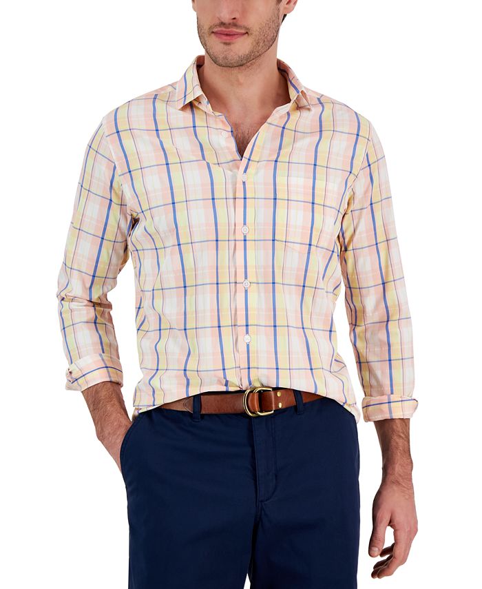 Club Room Mens Nila Classic Fit Plaid Button Down Tech Shirt Created