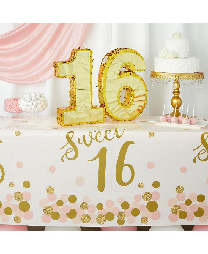 Blue Panda 3 Pack Sweet 16 Tablecloth for Girls 16th Birthday Party ...