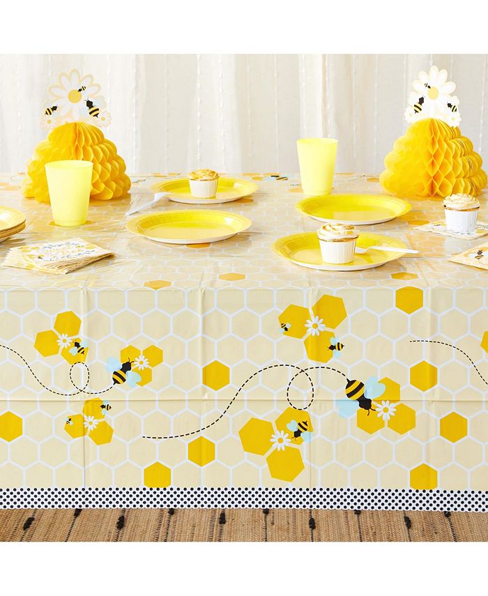 Blue Panda 3 Pack Bee Tablecloth, for Kids Birthday Party, Baby Shower ...