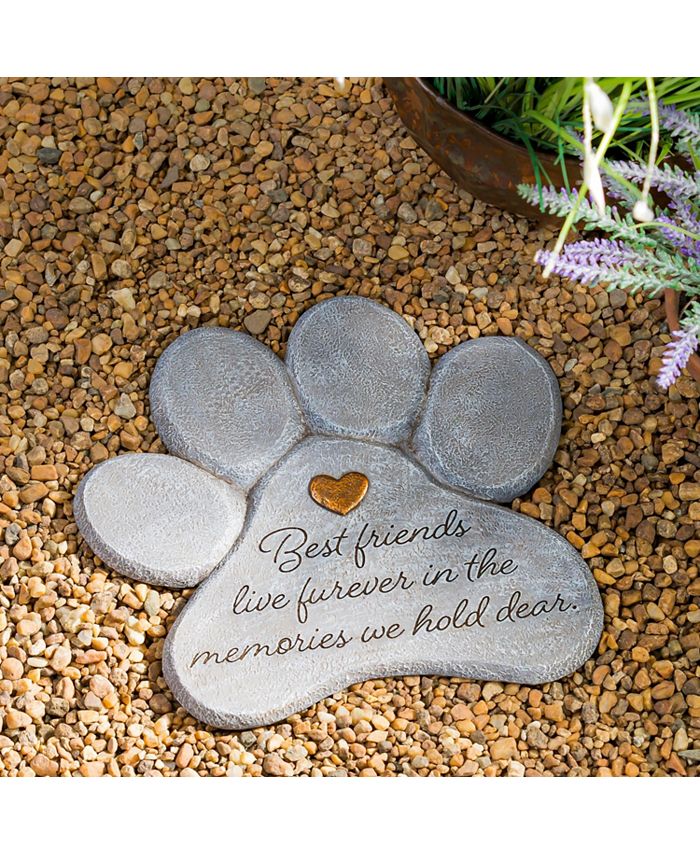 Evergreen 11" Paw Shaped Pet Memorial Garden Stone, Best Friends Live ...