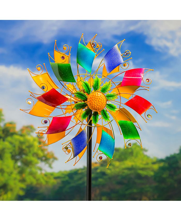 Evergreen 75"H Wind Spinner with Gemstones, Joyful Spirals- Fade and ...