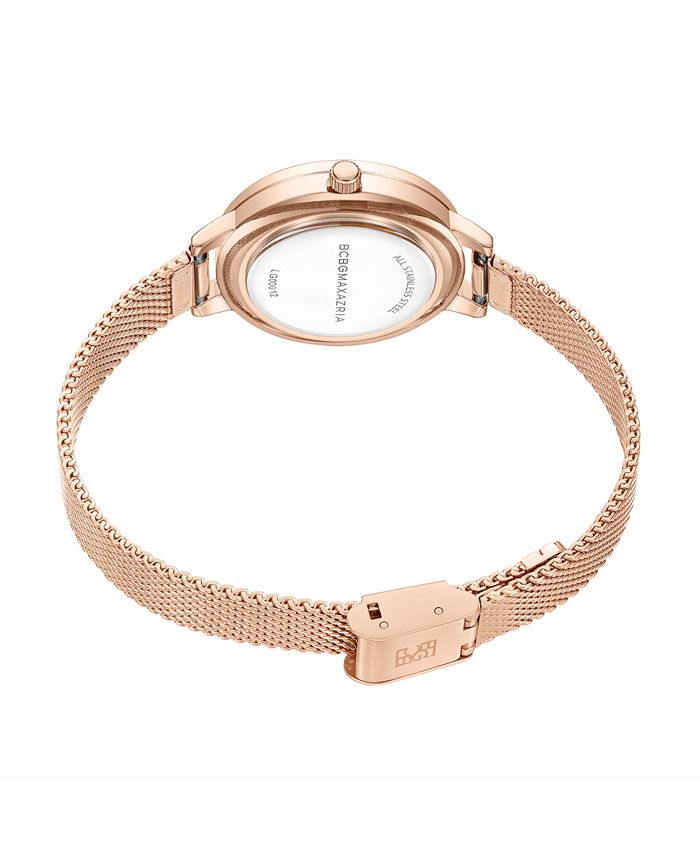 BCBGMAXAZRIA Women's Classic Rose Gold-Tone Stainless Steel Mesh Watch ...