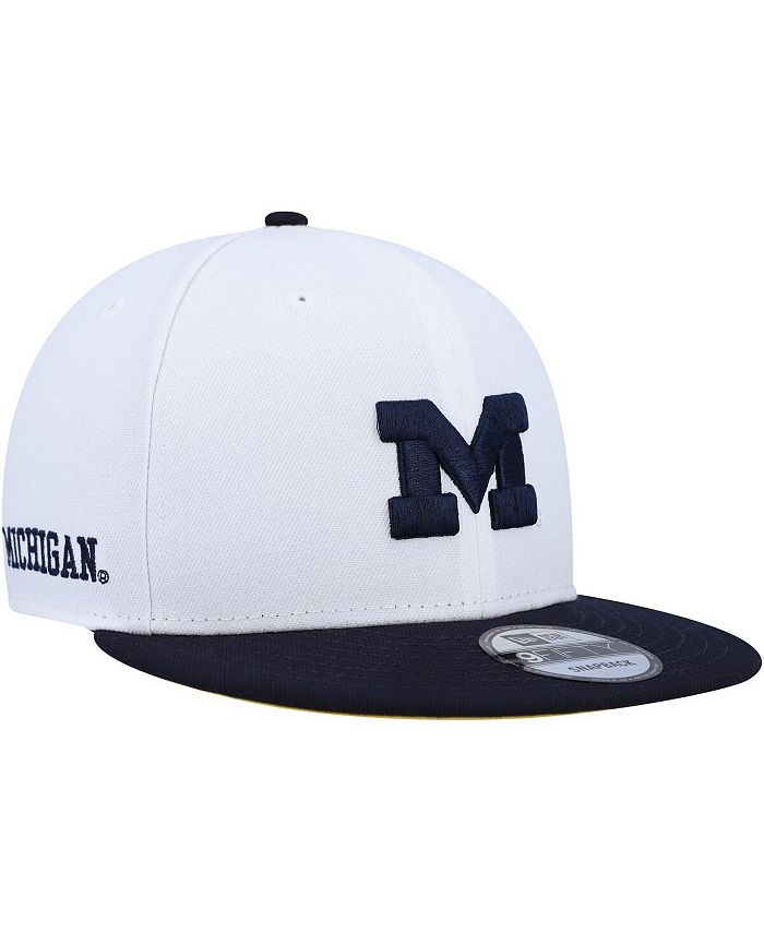 New Era Men's White, Navy Michigan Wolverines Two-Tone Mascot 9FIFTY ...
