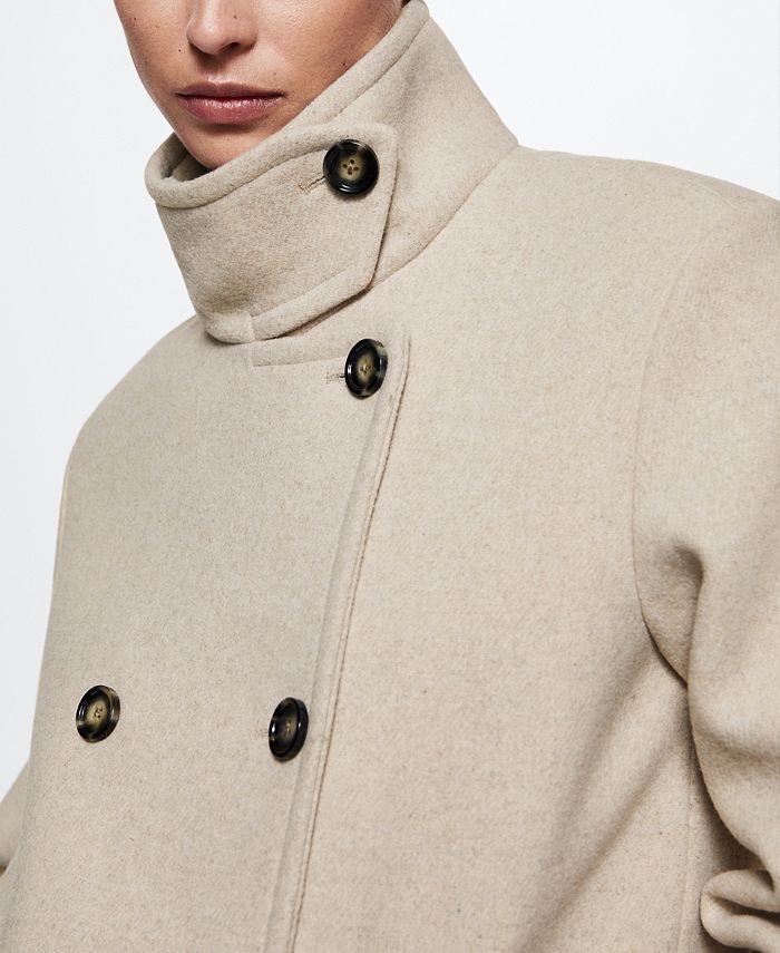 MANGO Women's Funnel Neck Coat - Macy's