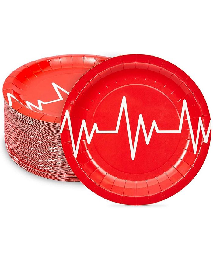 Sparkle and Bash 80 Pack Red Paper Plates for Nurse Graduation Party ...