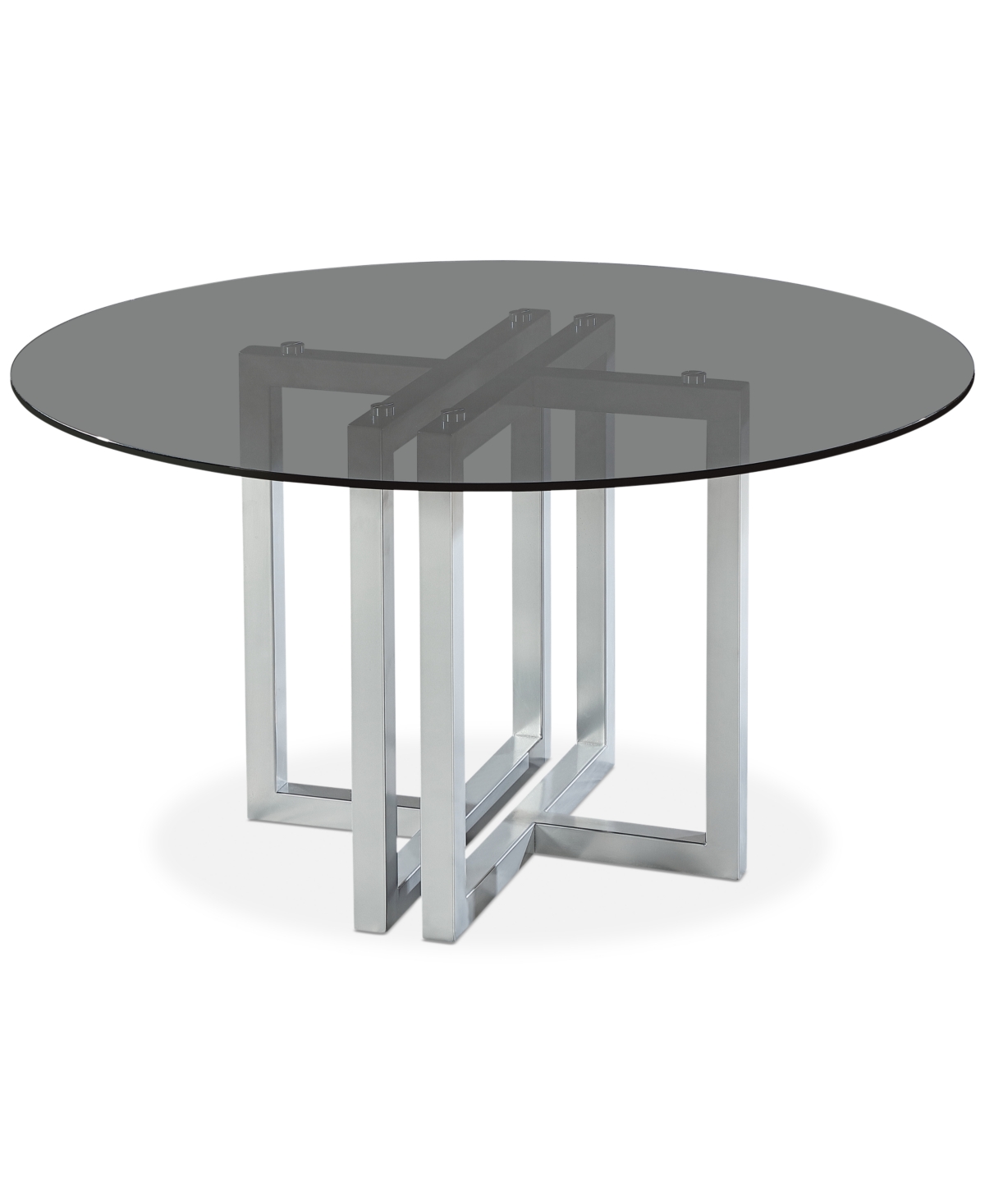 Emila 54 Glass Round Dining Table  Created for Macys - Smoked Glass With Silver Base