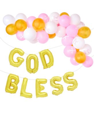 Sparkle and Bash God Bless Banner Balloons for Girls Baptism ...