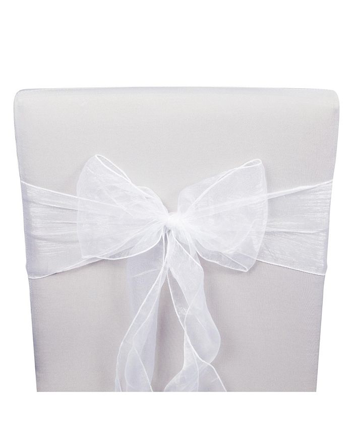 Sparkle and Bash 25 Pack White Organza Ribbon Chair Bows for Wedding ...