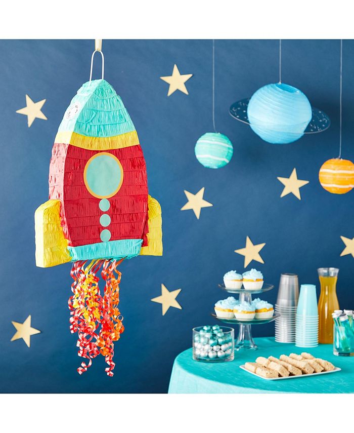 Blue Panda Pull String Rocket Ship Pinata for Outer Space Birthday ...