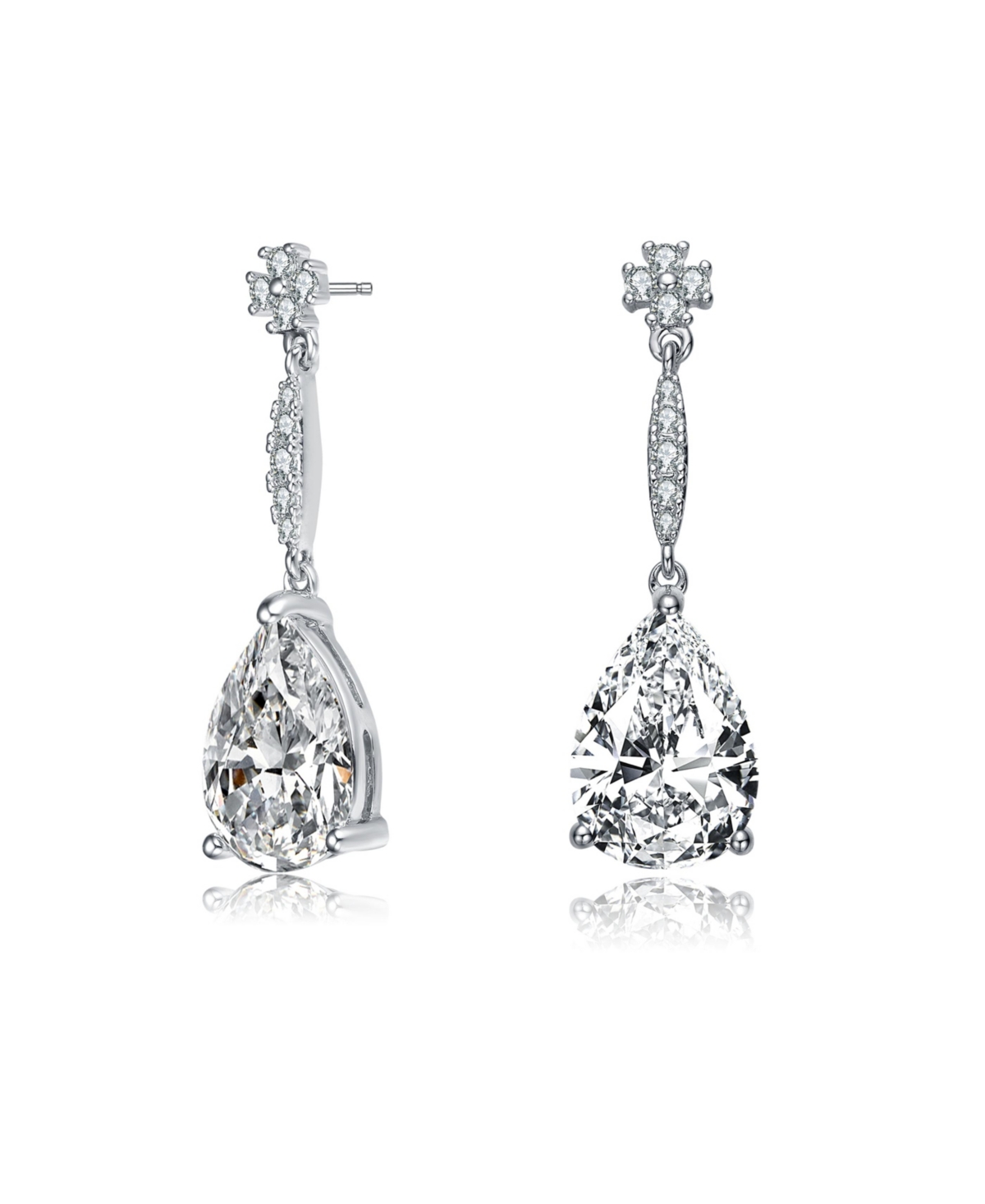 Click here for Sterling Silver with Rhodium Plated Clear Pear Cub... prices