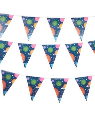 Blue Panda Outer Space Universe Theme Double-Sided Triangle Party ...