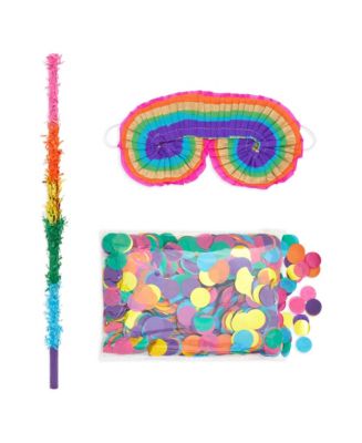 Blue Panda 30 Inch Rainbow Pinata Stick and Blindfold Set with Round ...