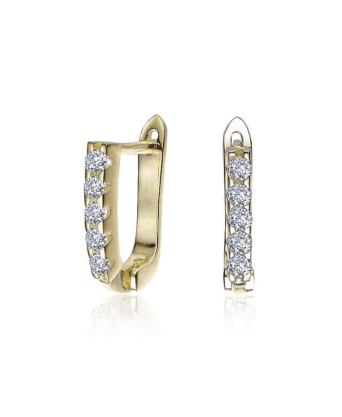 Rachel Glauber 14k Gold Plated Cubic Zirconia Extra Mini Hoop Earrings