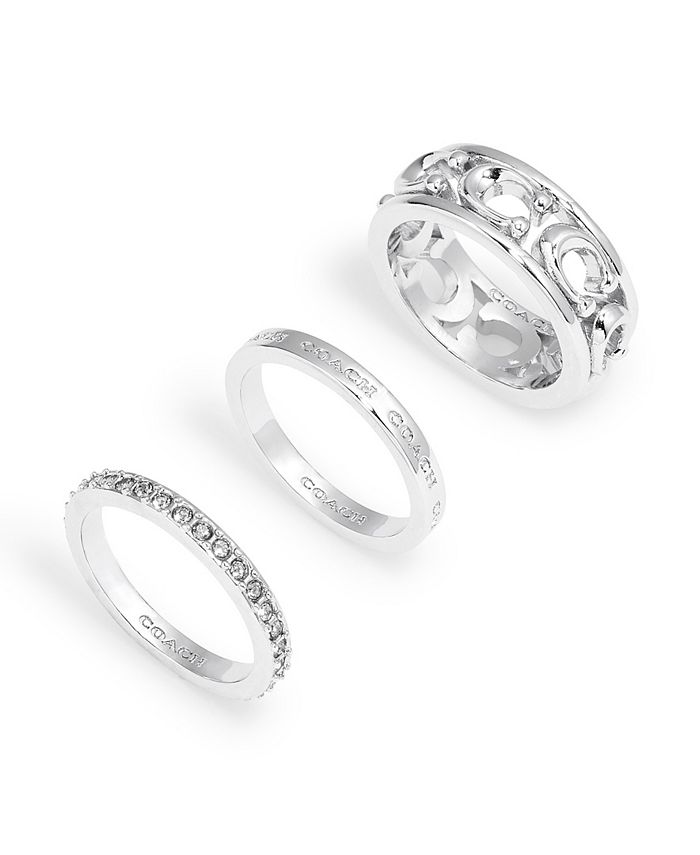 COACH Signature Openwork Ring Set, 3 Pieces & Reviews - Rings - Jewelry ...