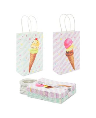 Blue Panda Ice Cream Birthday Party Favor Gift Bags with Handles (9 x 5 ...