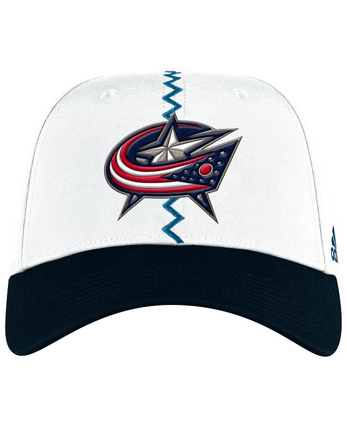 adidas Men's White Columbus Blue Jackets Reverse Retro 2.0 Flex Fitted ...