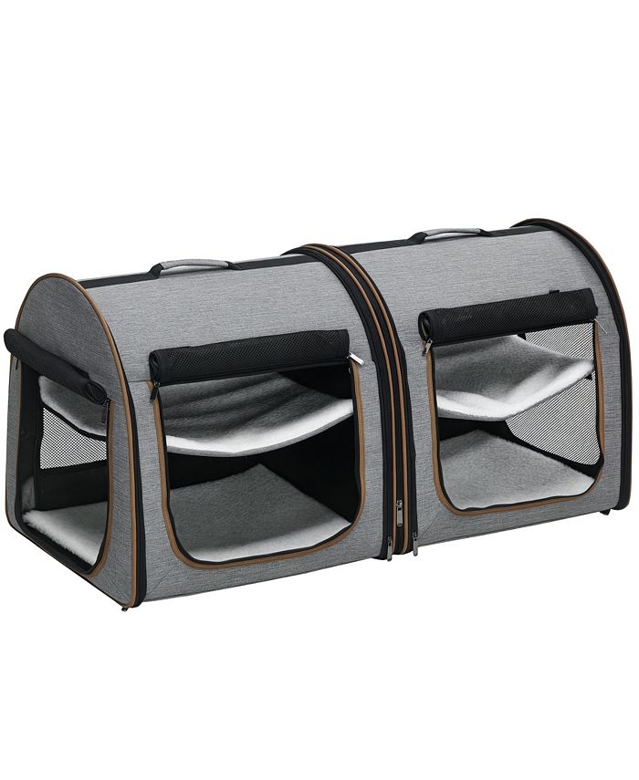 PawHut Large Portable Double Pet Carrier Kennel Bag Oxford Travel Car ...