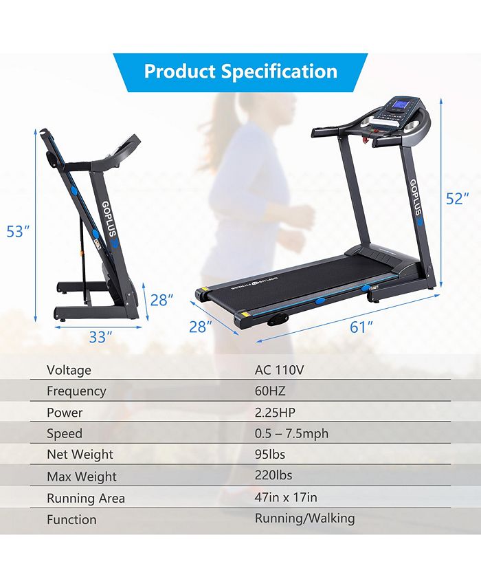 Costway 2.25HP Folding Electric Treadmill - Macy's