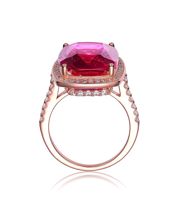 Genevive Sterling Silver Ruby Cubic Zirconia Statement Ring - Macy's
