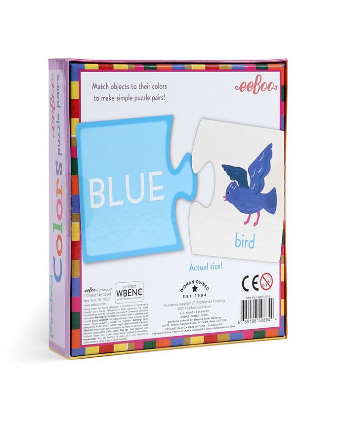 Eeboo Preschool Colors 12 Puzzle Pairs - Macy's