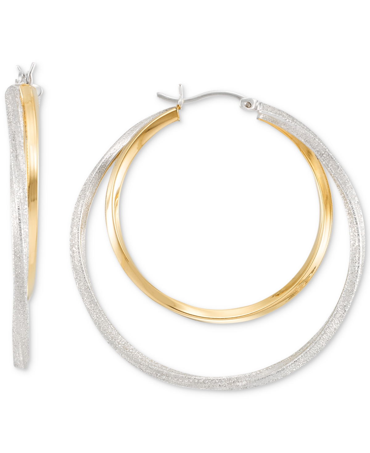 Click here for Double Medium Hoop Earrings in 14k Two-Tone Gold-P... prices
