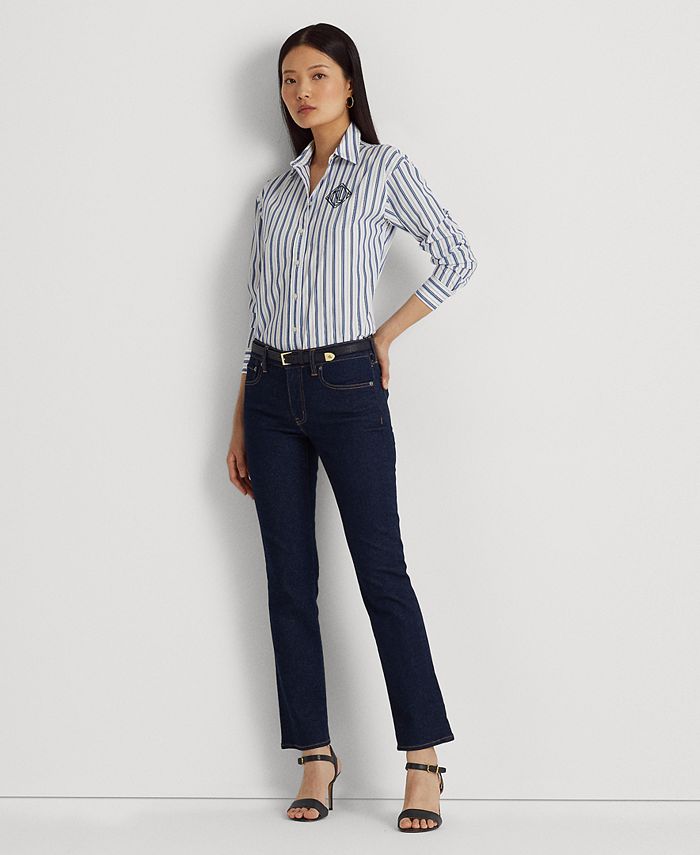 Lauren Ralph Lauren Women's Striped Cotton Broadcloth Shirt - Macy's