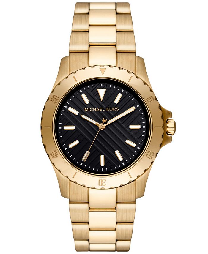 Michael Kors Men's Everest Three-Hand Gold-Tone Stainless Steel ...