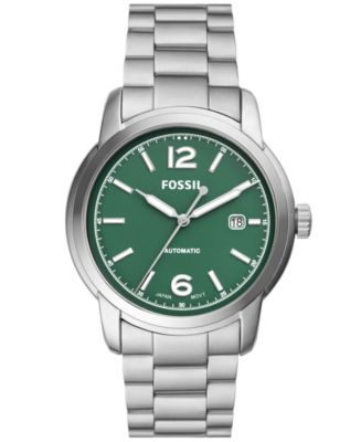 Fossil Men's Heritage Automatic Silver Tone Stainless Steel Watch 43mm ...