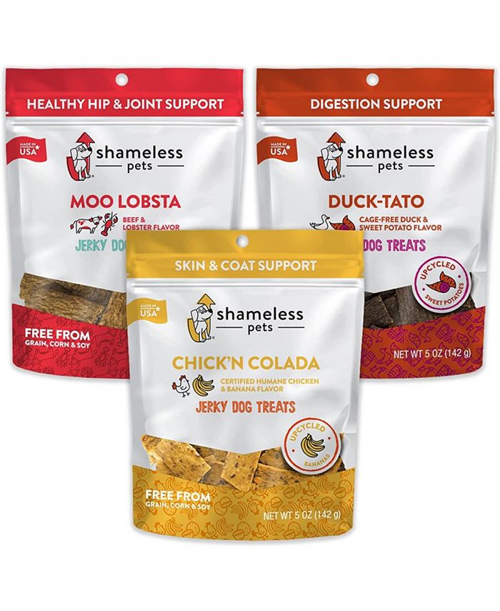 Shameless Pets Duck-Tato, Chick'n Colada, Moo Lobsta Jerky Bite Dog ...