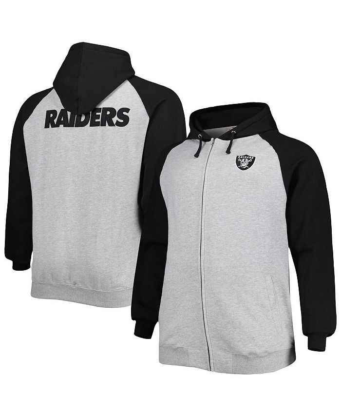 Profile Men's Heather Gray Las Vegas Raiders Big and Tall Fleece Raglan ...